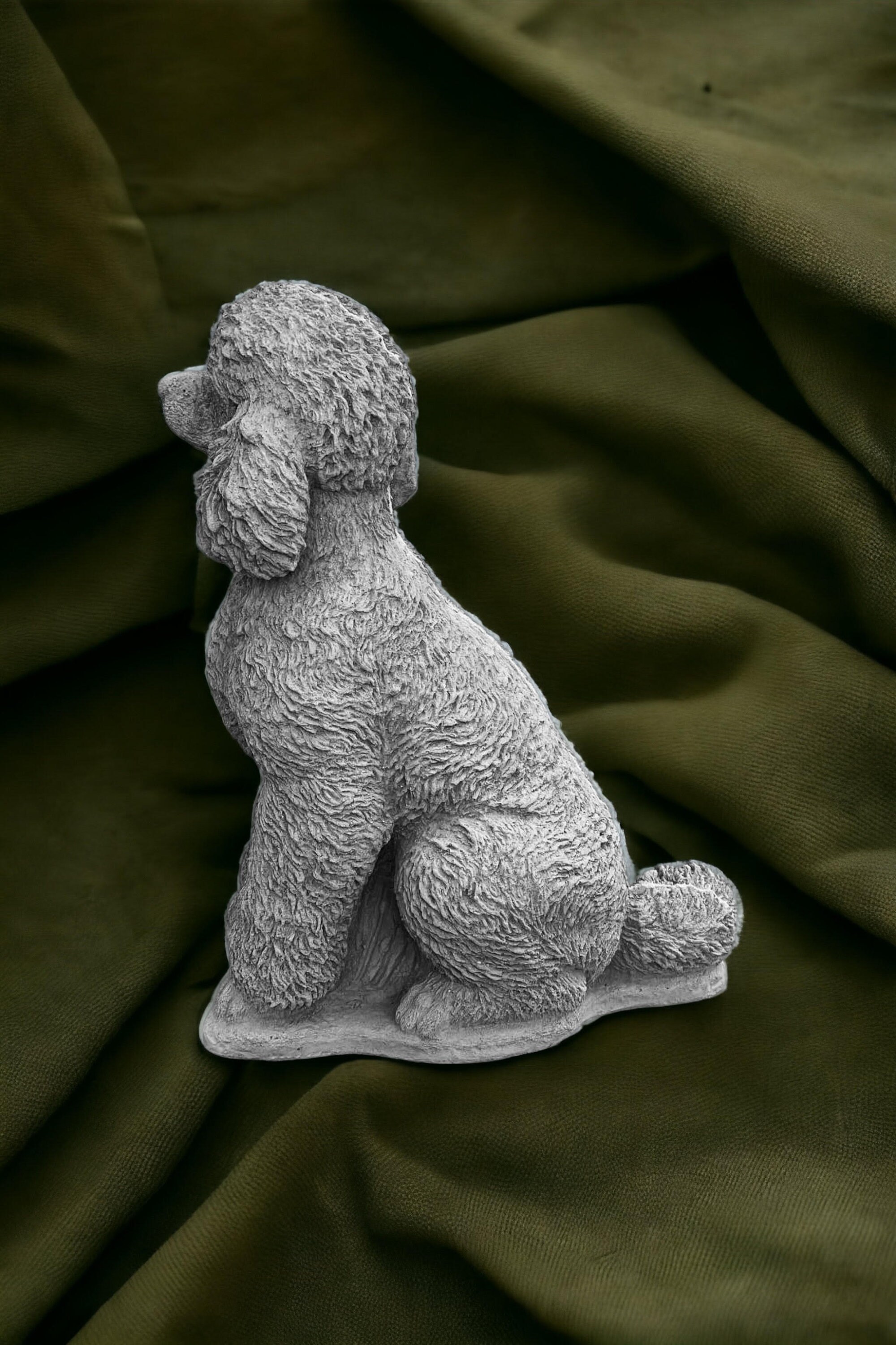 Concrete Poodle Statue Sitting Poodle Dog Memorial Outdoor Garden ...