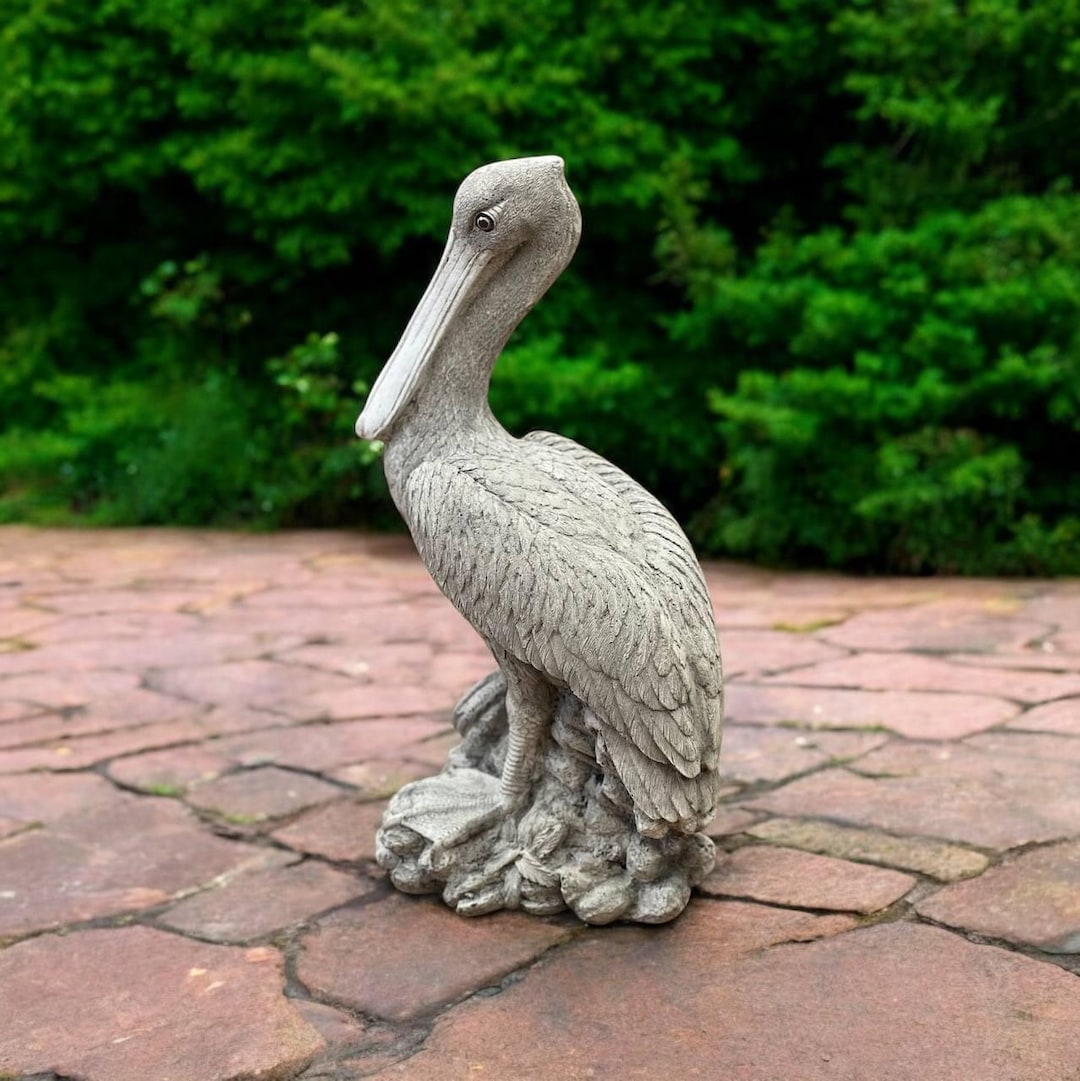 Pelican on Base Detailed Stone Pelican Bird Statue Tropical Pelican ...