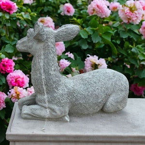 Massive Deer Statue Detailed Deer Figure Laying Fawn Sculpture Garden ...