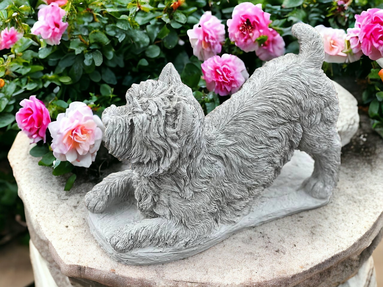 Playful Terrier Dog Statue Concrete Terrier Puppy Figure Detailed Dog ...