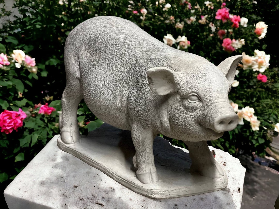 Standing Farm Pig Statue Massive Potbelly Sculpture Detailed Pig ...