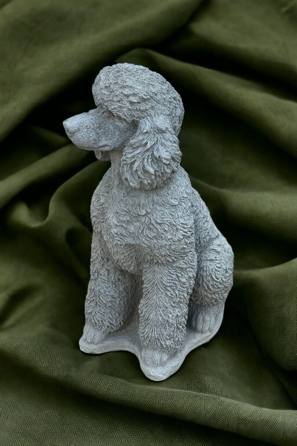 Concrete Poodle Statue Sitting Poodle Dog Memorial Outdoor Garden ...