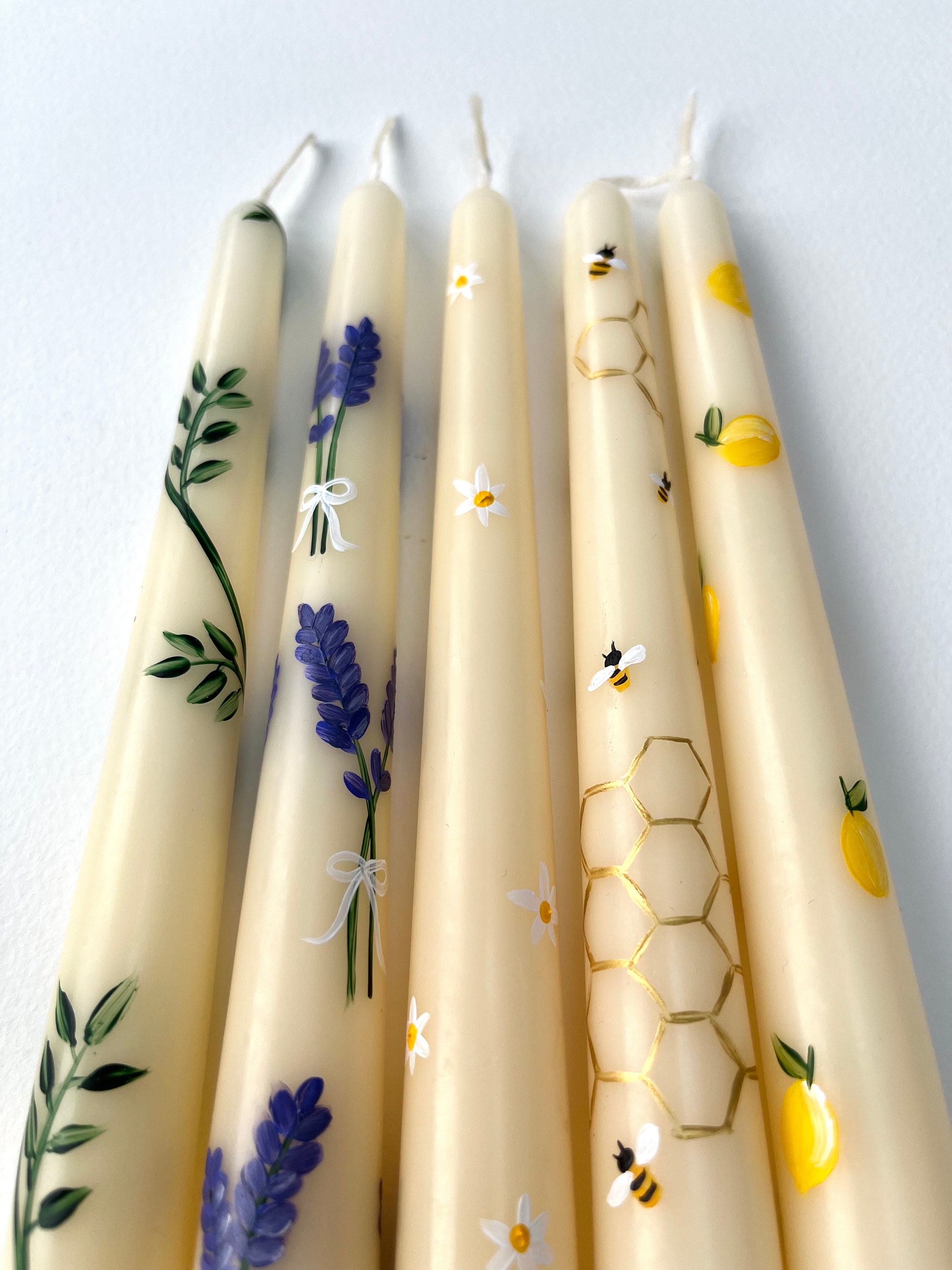 Hand Painted Candles by Bumble & Brown Hand Painted Candlesticks ...