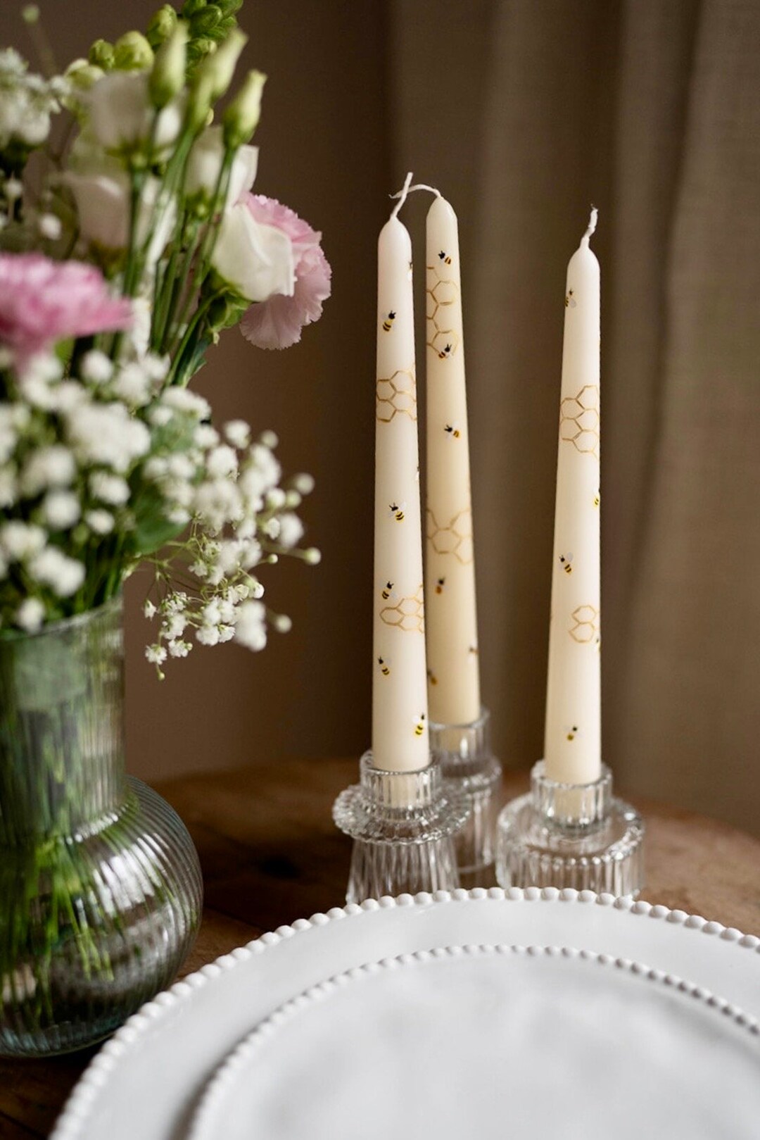 Painted Candles, Hand Painted Candles, Wedding Candles, Painted Taper ...