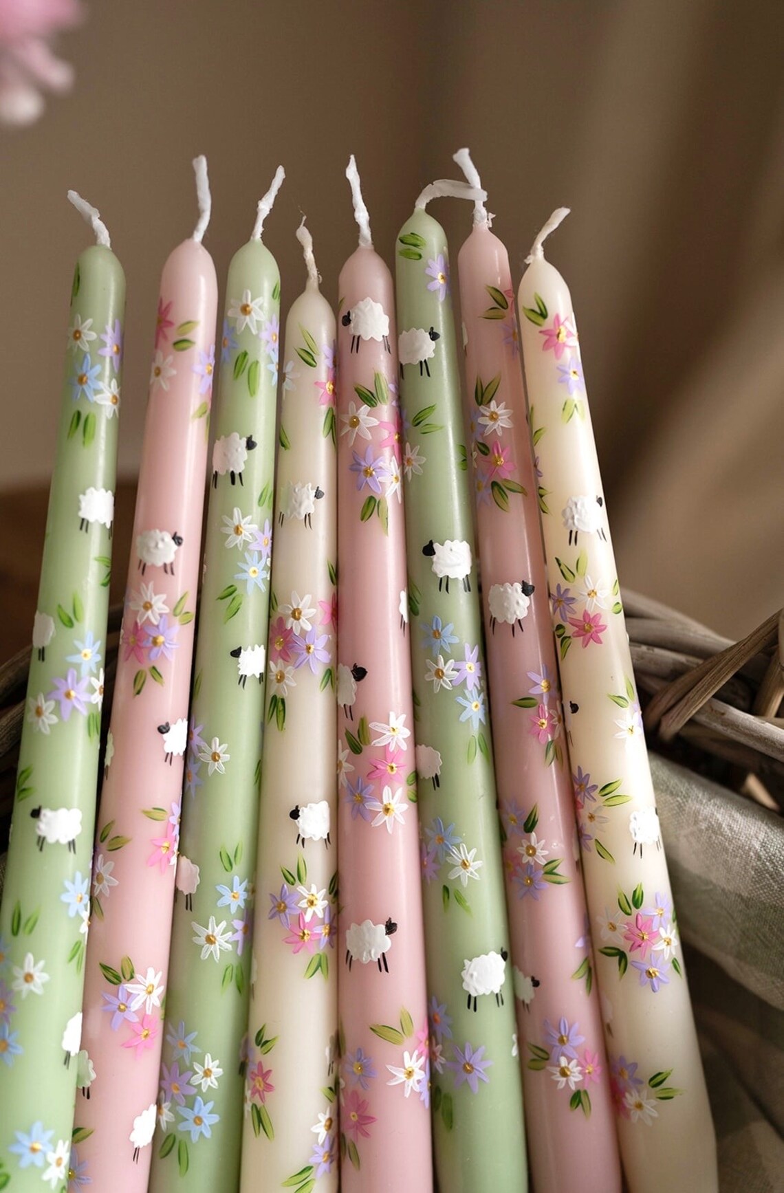 Easter Hand Painted Candles, Spring Candle, Painted Candle, Artisan ...