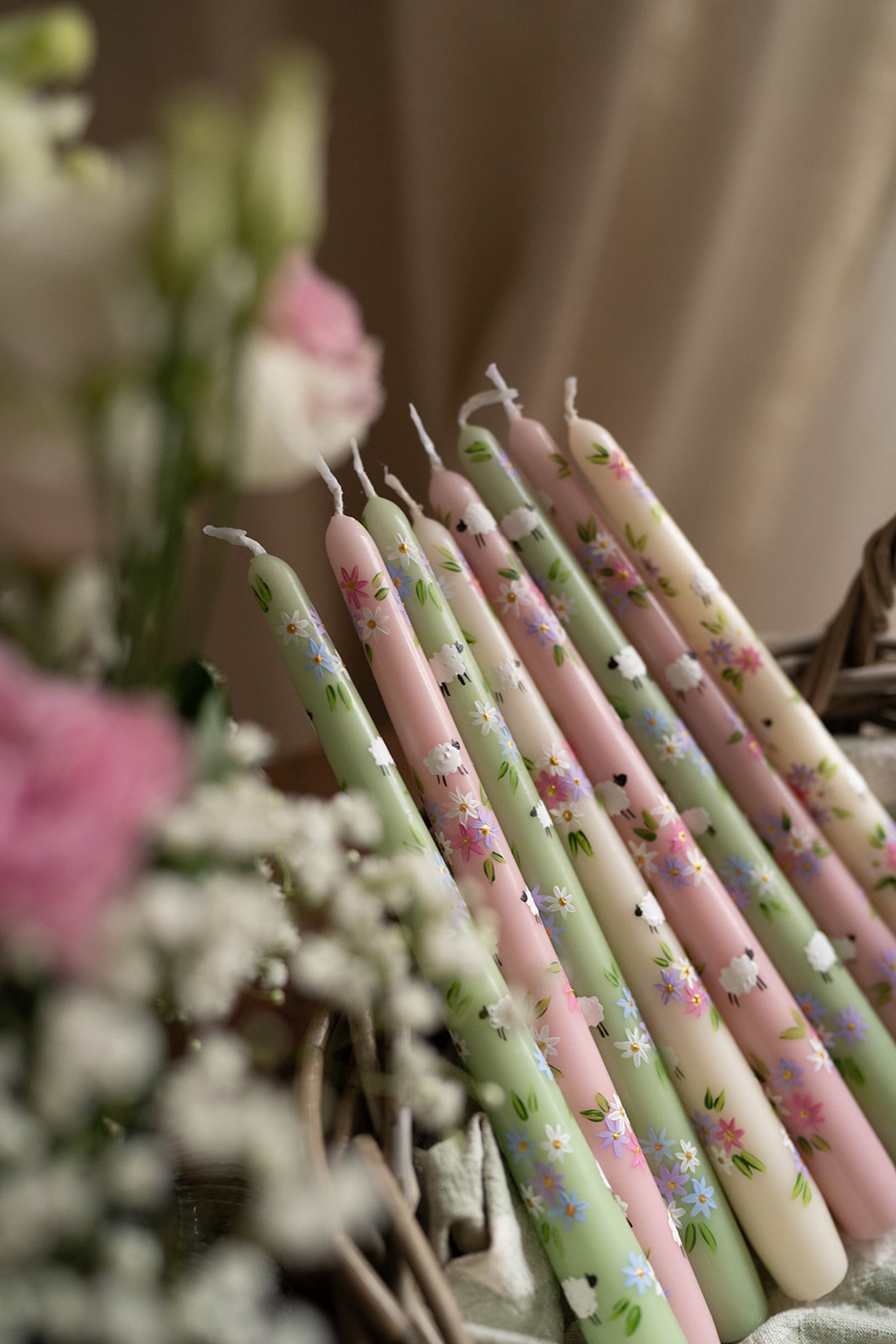 Easter Hand Painted Candles, Spring Candle, Painted Candle, Artisan ...