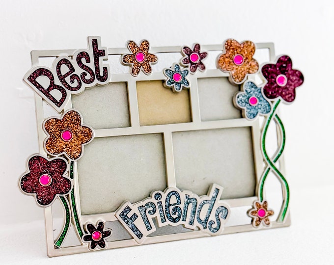 Y2K 2000’s Best Friends Sparkle Metal Picture Frame 5 Photo Sections ...