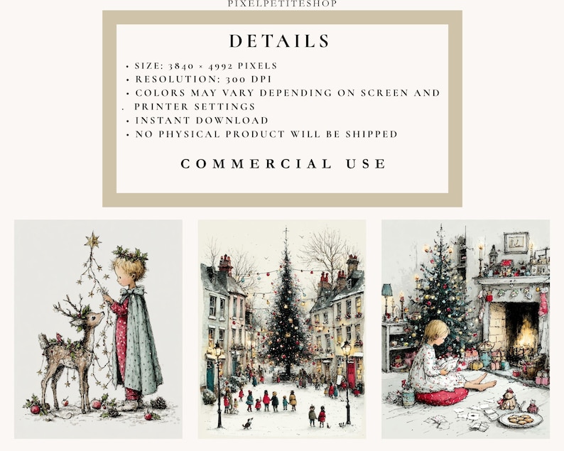 110 Vintage Christmas Digital Papers: Antique Ephemera (digital ...