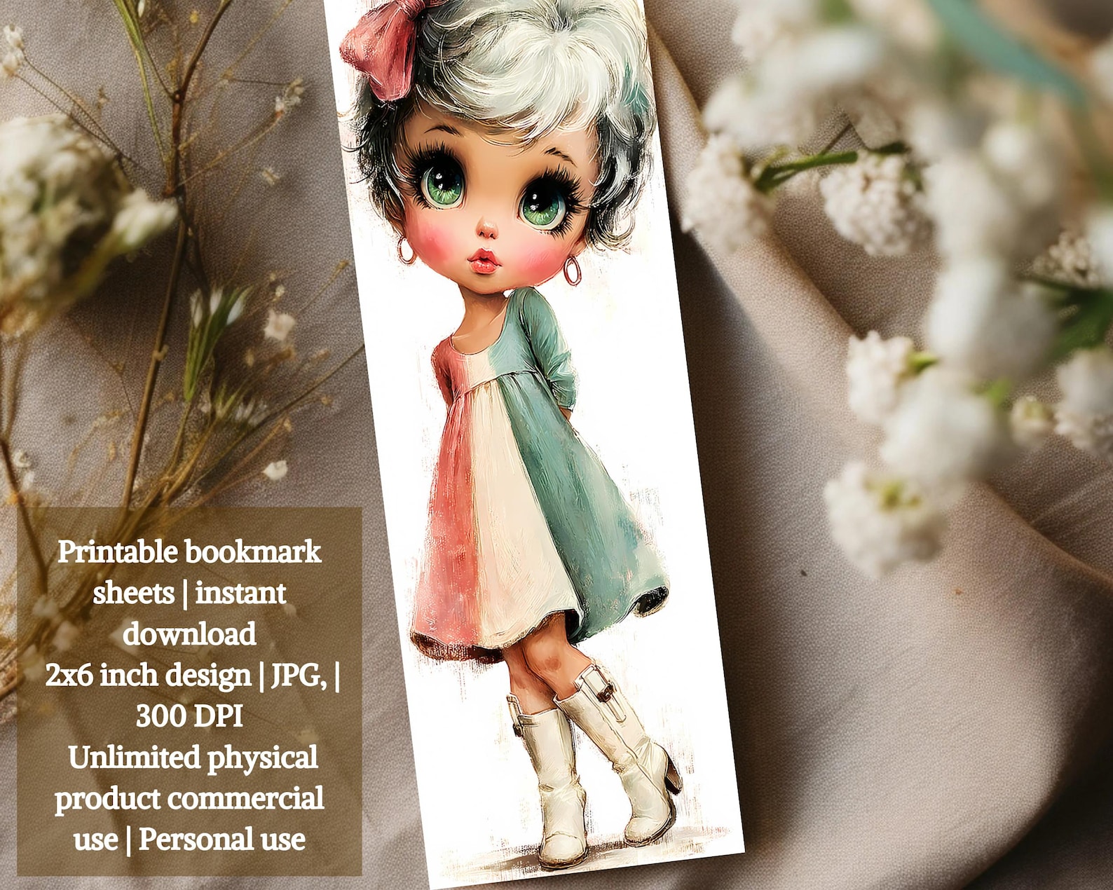 Retro Chibi Girl Printable Bookmarks (digital Download) - Etsy
