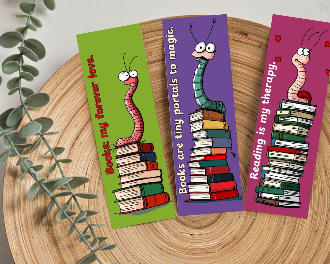 12 Funny Bookworm Bookmarks | Cute Reading Quotes | Printable Digital ...