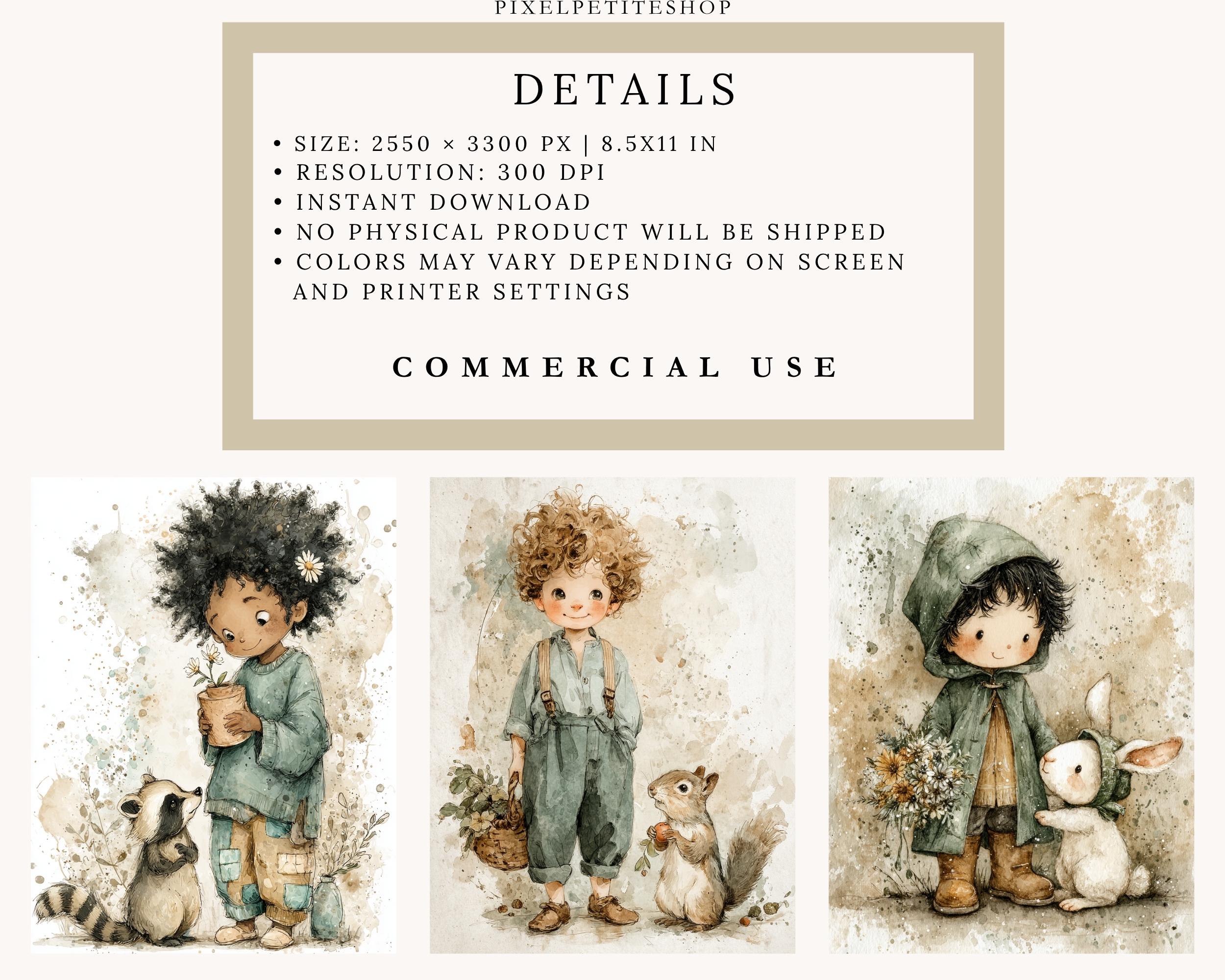Whimsical Spring Boy Clipart | Storybook-style Printable Junk Journal ...