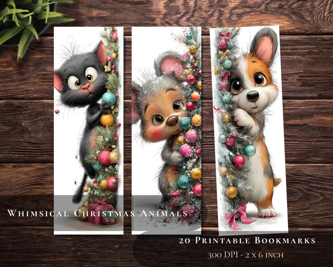Whimsical Christmas Animals Bookmark Set | Cozy Holiday Reading Gifts ...