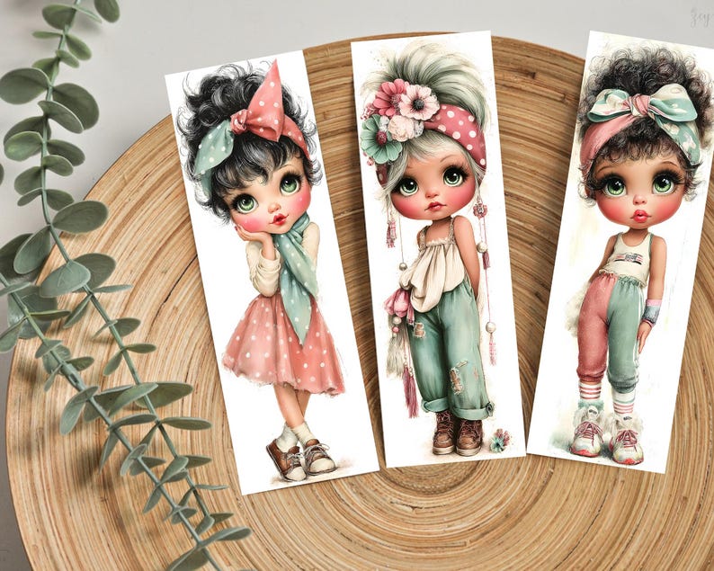Retro Chibi Girl Printable Bookmarks (digital Download) - Etsy