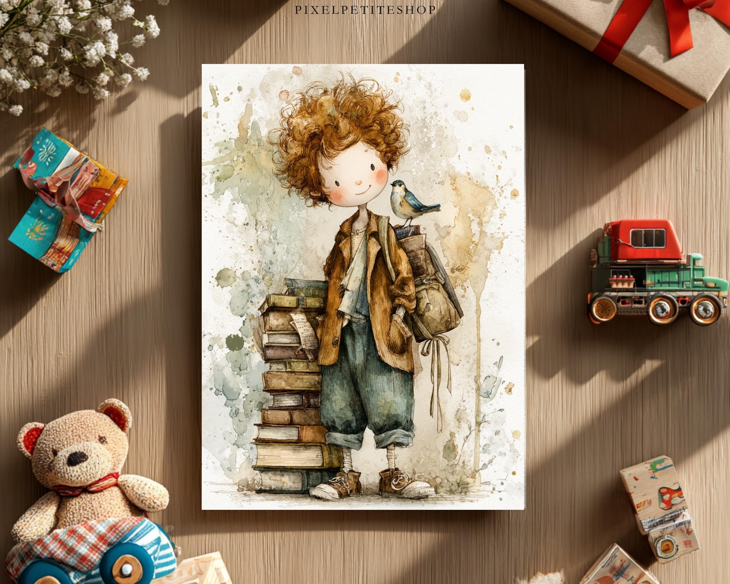 Whimsical Spring Boy Clipart | Storybook-style Printable Junk Journal ...