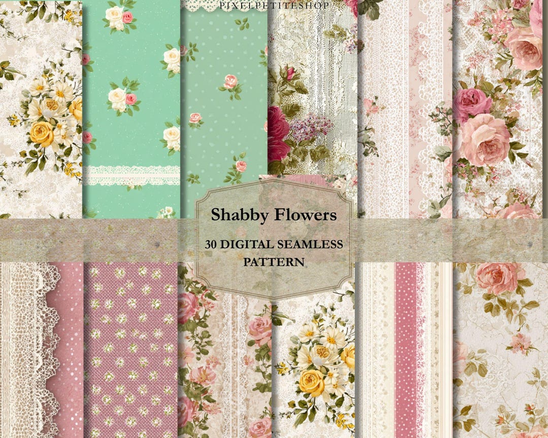 30 Floral Seamless Pattern. Digital Craft Paper Bundle. Commercial Use ...