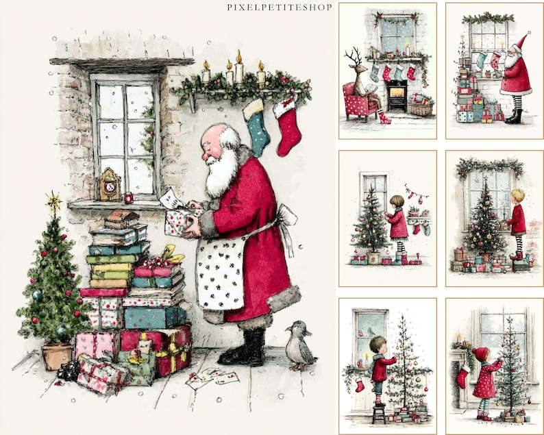 110 Vintage Christmas Digital Papers: Antique Ephemera (digital ...
