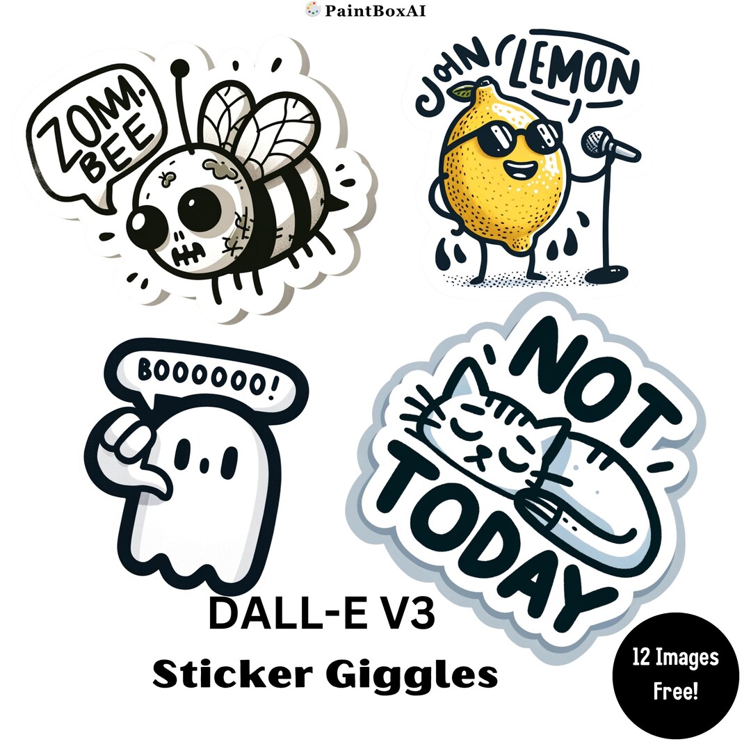 DALL-E 3 Prompts for Funny Stickers, DALLE V3 Prompts for Die-cut ...