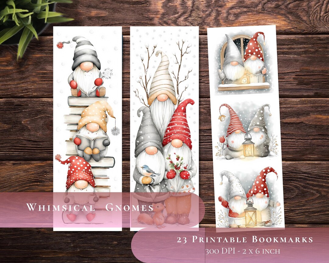 Whimsical Scandinavian Gnomes Bookmark Set | Cozy Holiday Reading Gifts ...