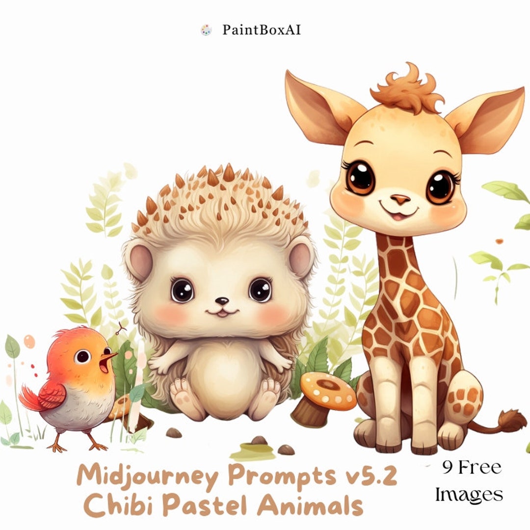 Chibi Animals Midjourney Prompts Nursey Art Clipart Prompts Cute Pastel ...