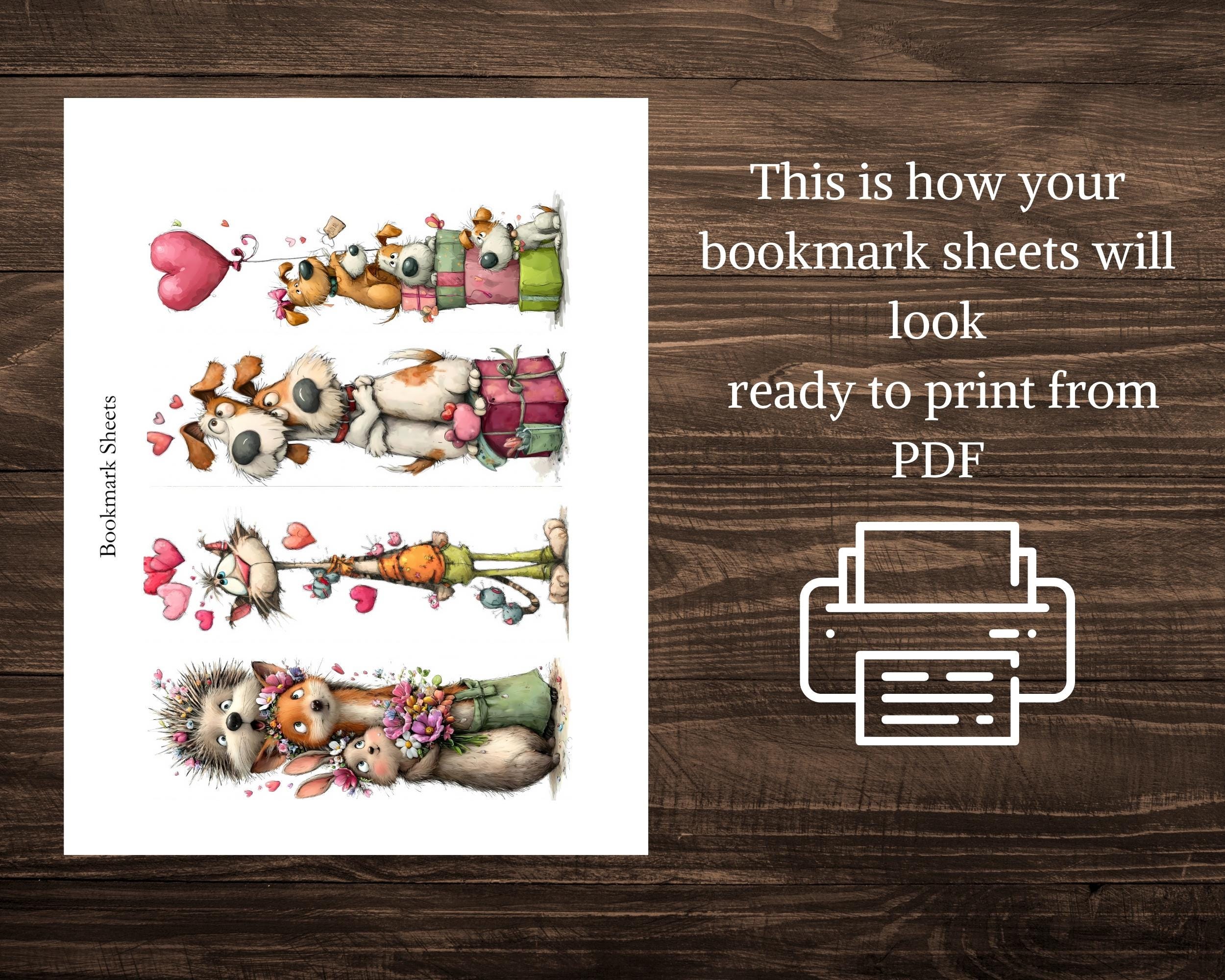 Quirky Valentine Animals Printable Bookmarks (digital Download) - Etsy