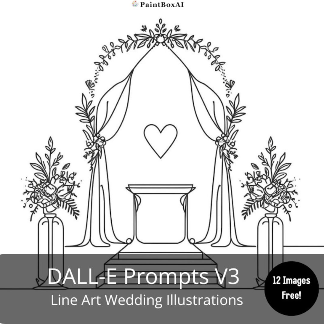 DALL-E V3 Prompts for Line Art Wedding Illustrations, DALLE 3 One Line ...