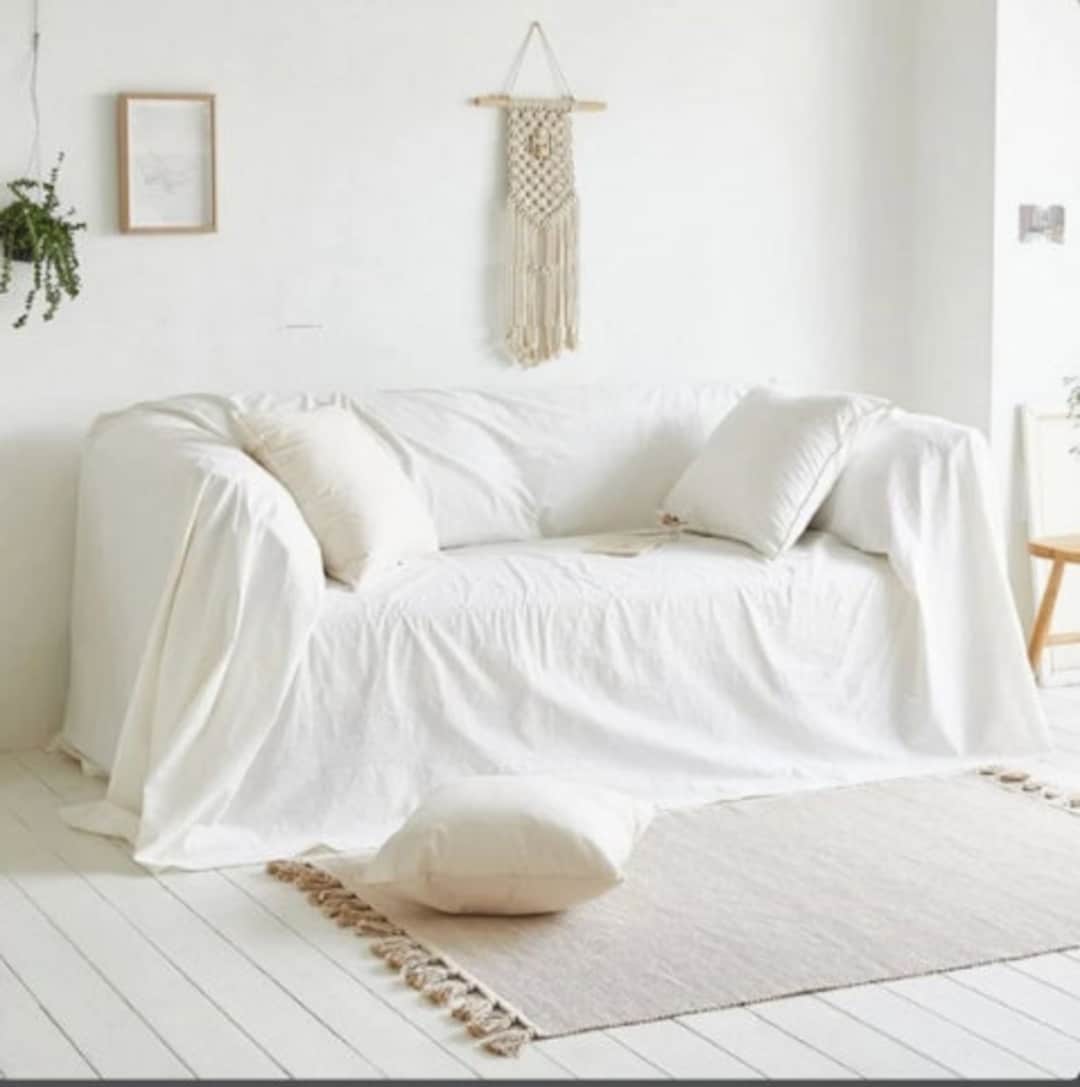 100% Cotton Large Sofa Cover Cotton Couch Throw Living Room Decor Couch ...