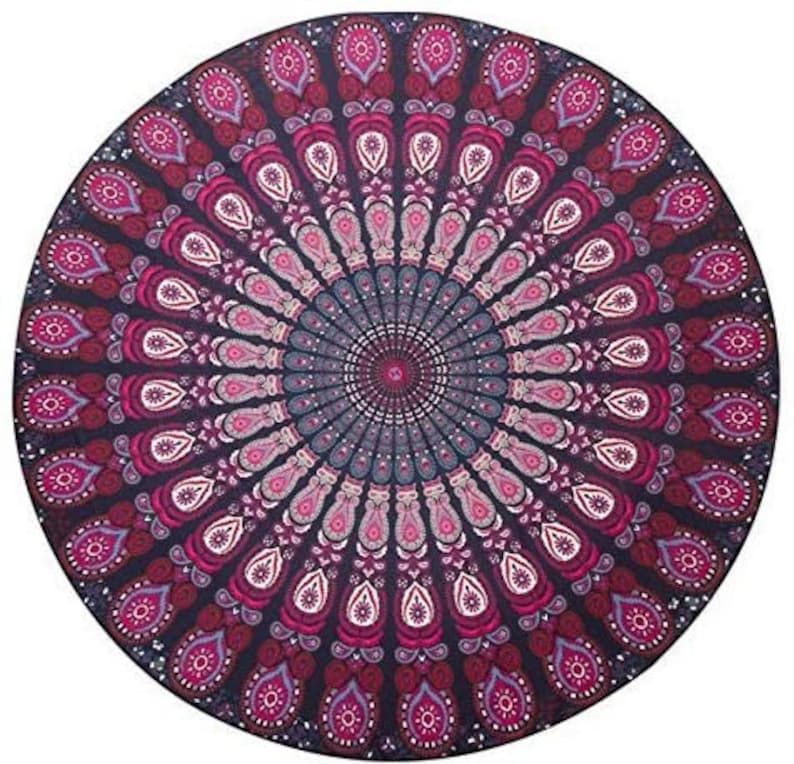 Round Table Cover Bohemia Indian Mandala Table Cloth Fabric Peacock ...