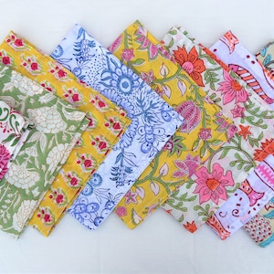 Assorted Napkin Set, 50 Pack of Hand Block Printed Napkins, Bohemian ...