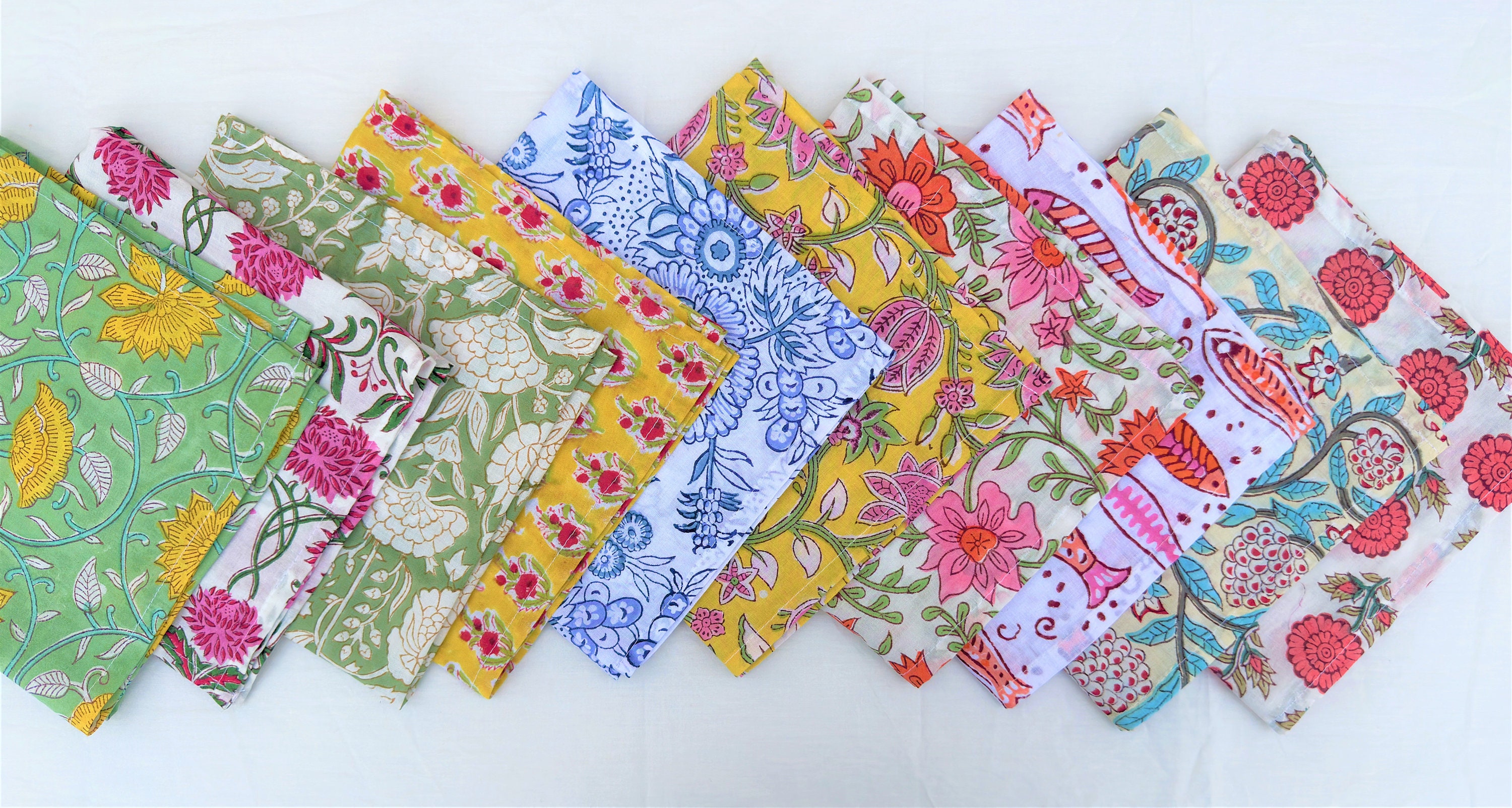 20 PCS Assorted Color Napkins Hand Block Printed Napkins, Cotton ...