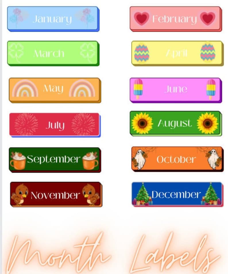 Month Labels - Etsy