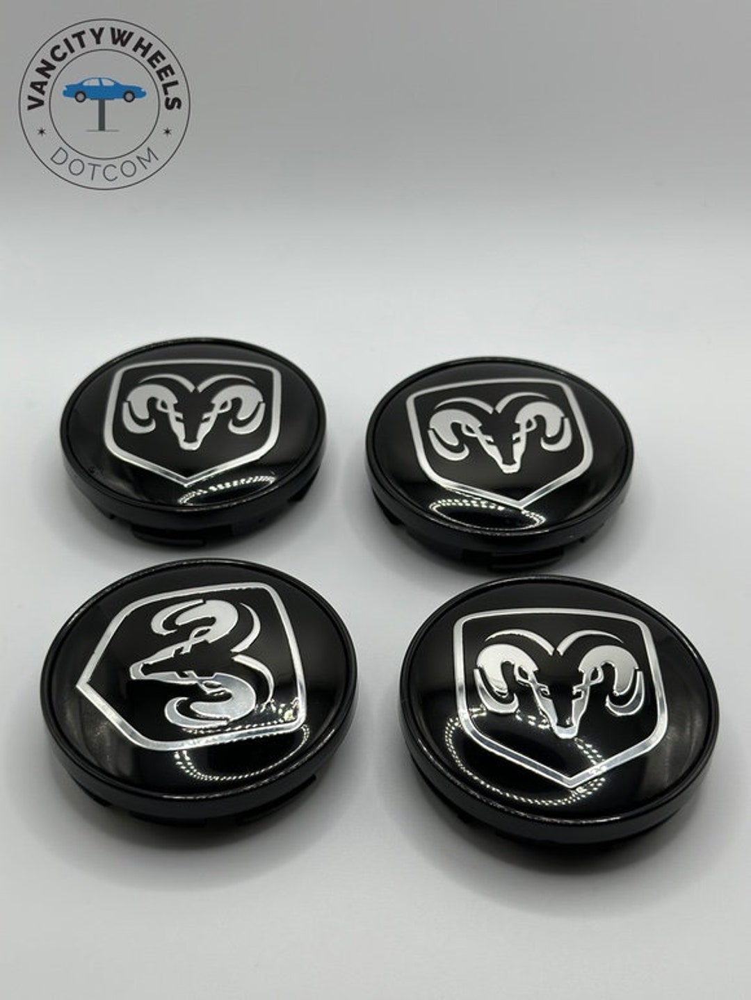 Premium 4pc 60mm/56mm DODGE Hub Caps Bright Black Finish - Etsy