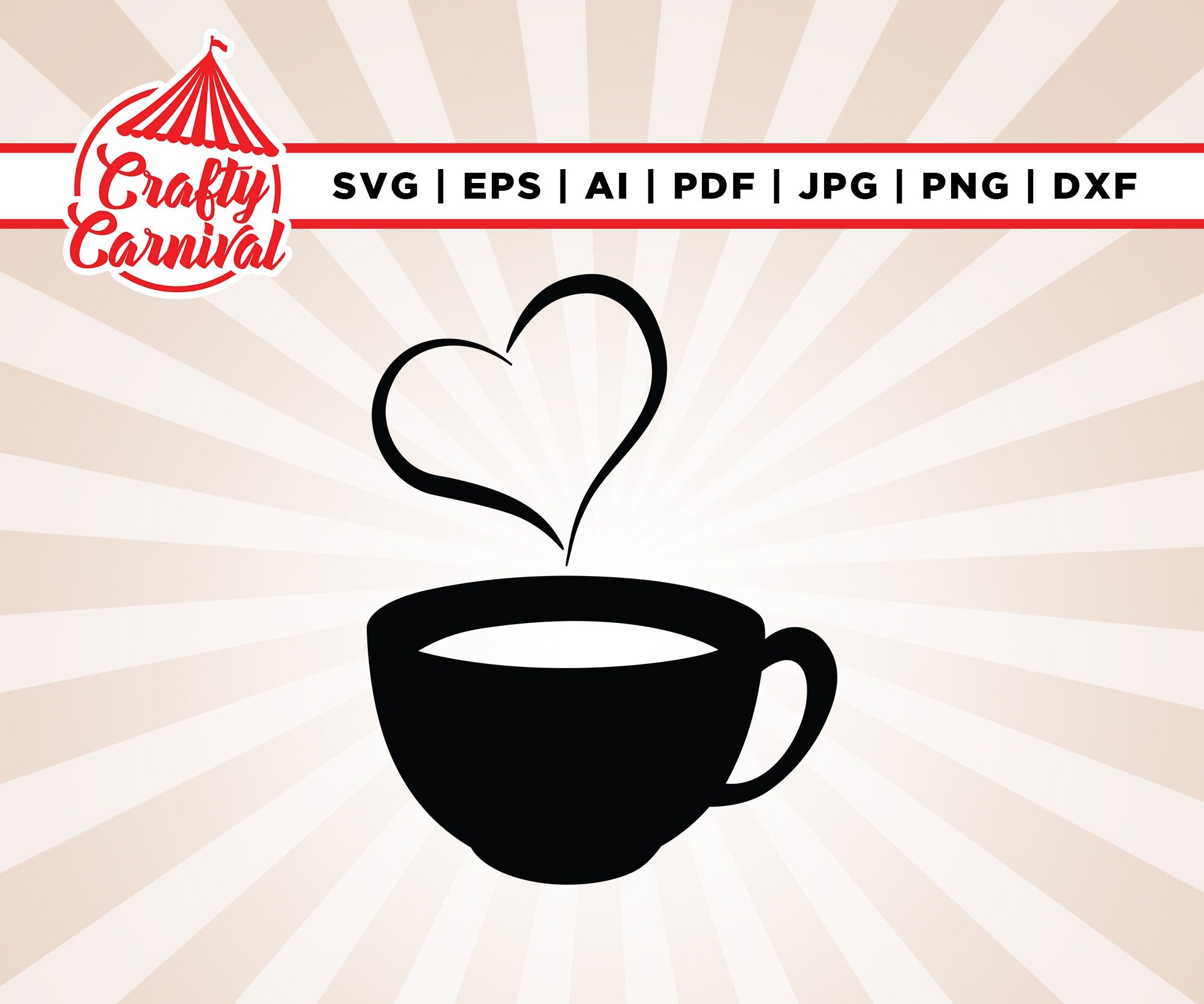 Mug With Heart Steam Svg, Coffee Svg, Cricut, Png, Svg, Sublimation ...