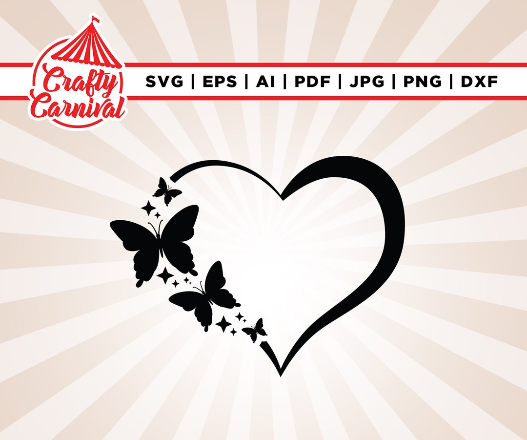 Butterfly Love SVG, Sparkly Heart Butterfly Svg, Cricut, Png, Svg ...