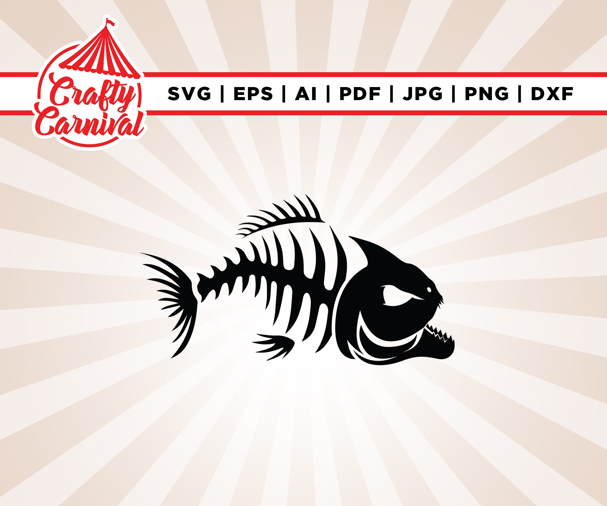 Piranha Svg Skeleton Fish Svg Fish Svg Fish Bone Svg - Etsy