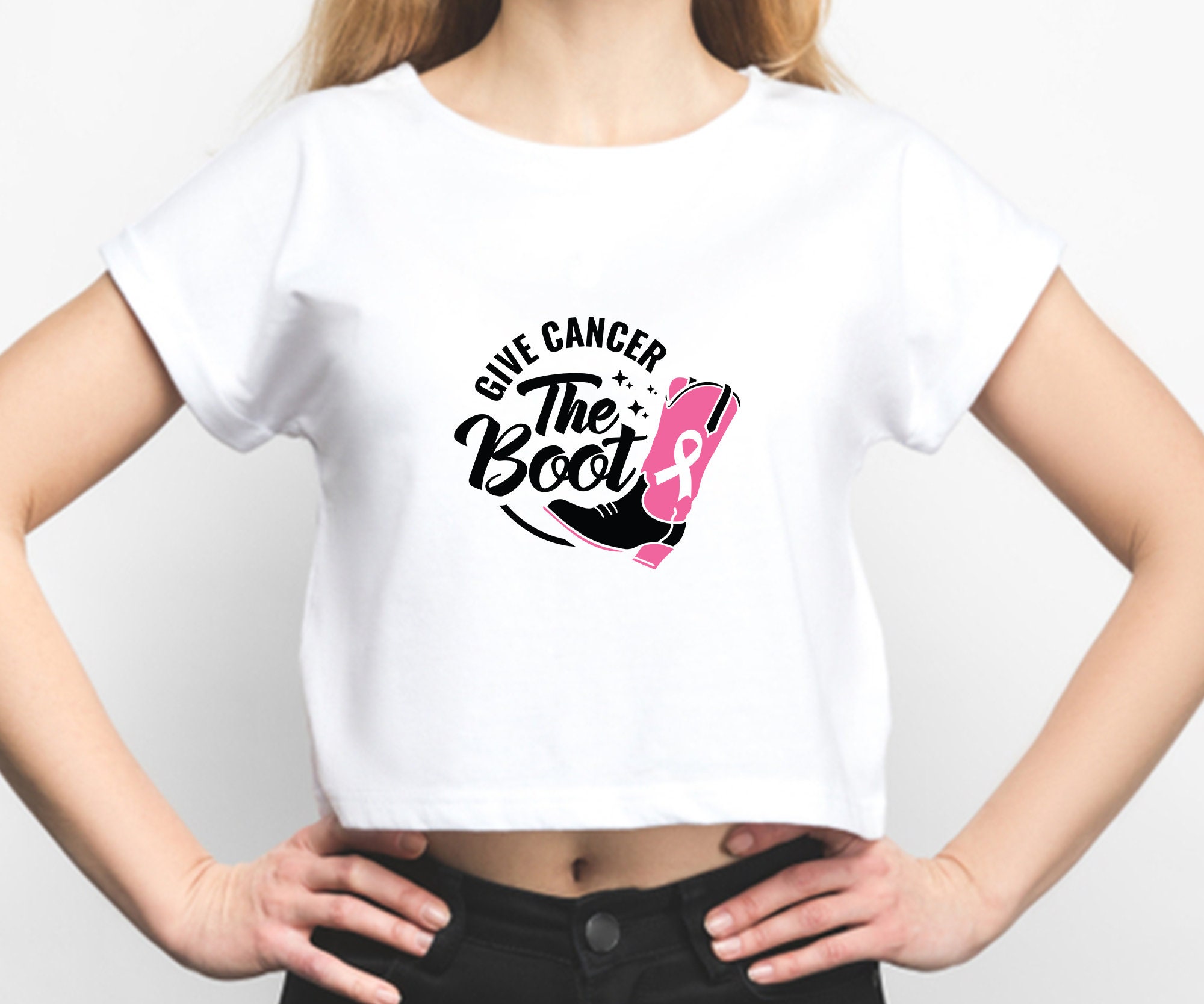 Give Cancer the Boot SVG, Cowboy Boot Svg, Cricut, Cut File, Breast ...