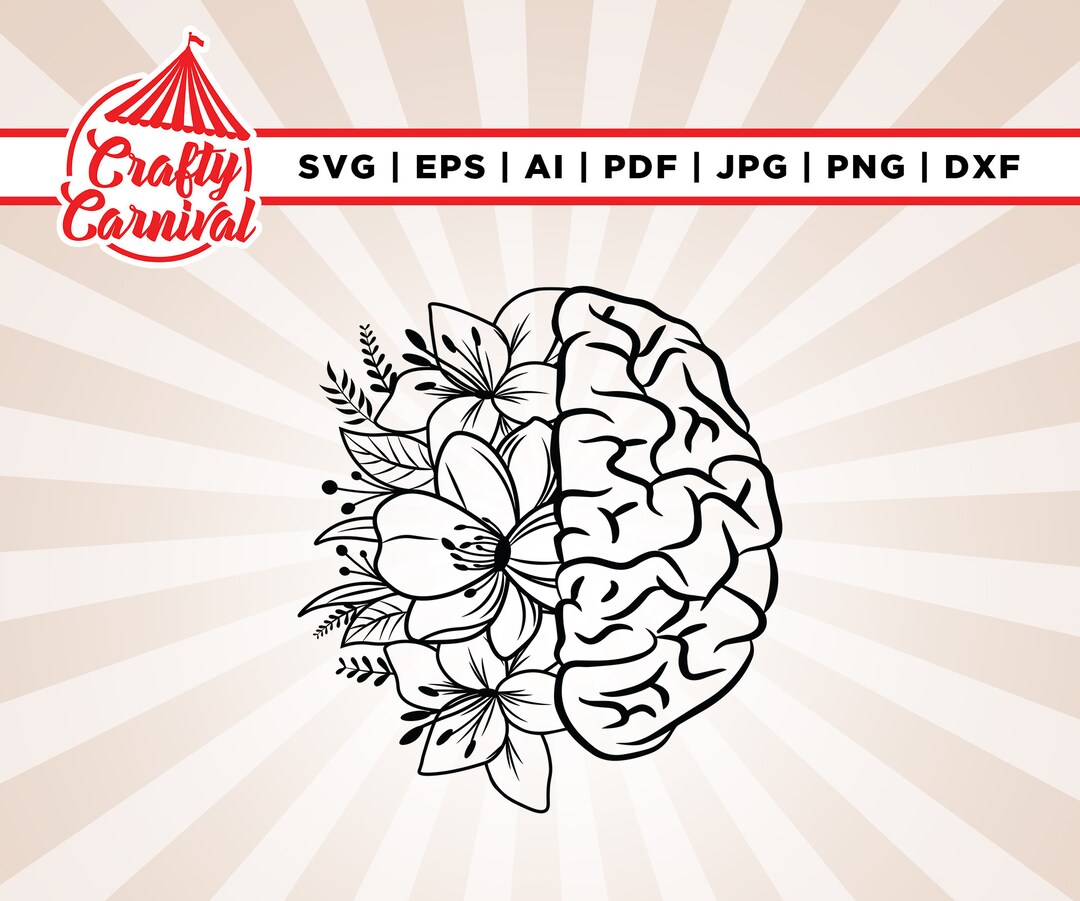 Mental Health Svg, Flower Brain Svg, Wildflower Svg, Human Brain ...