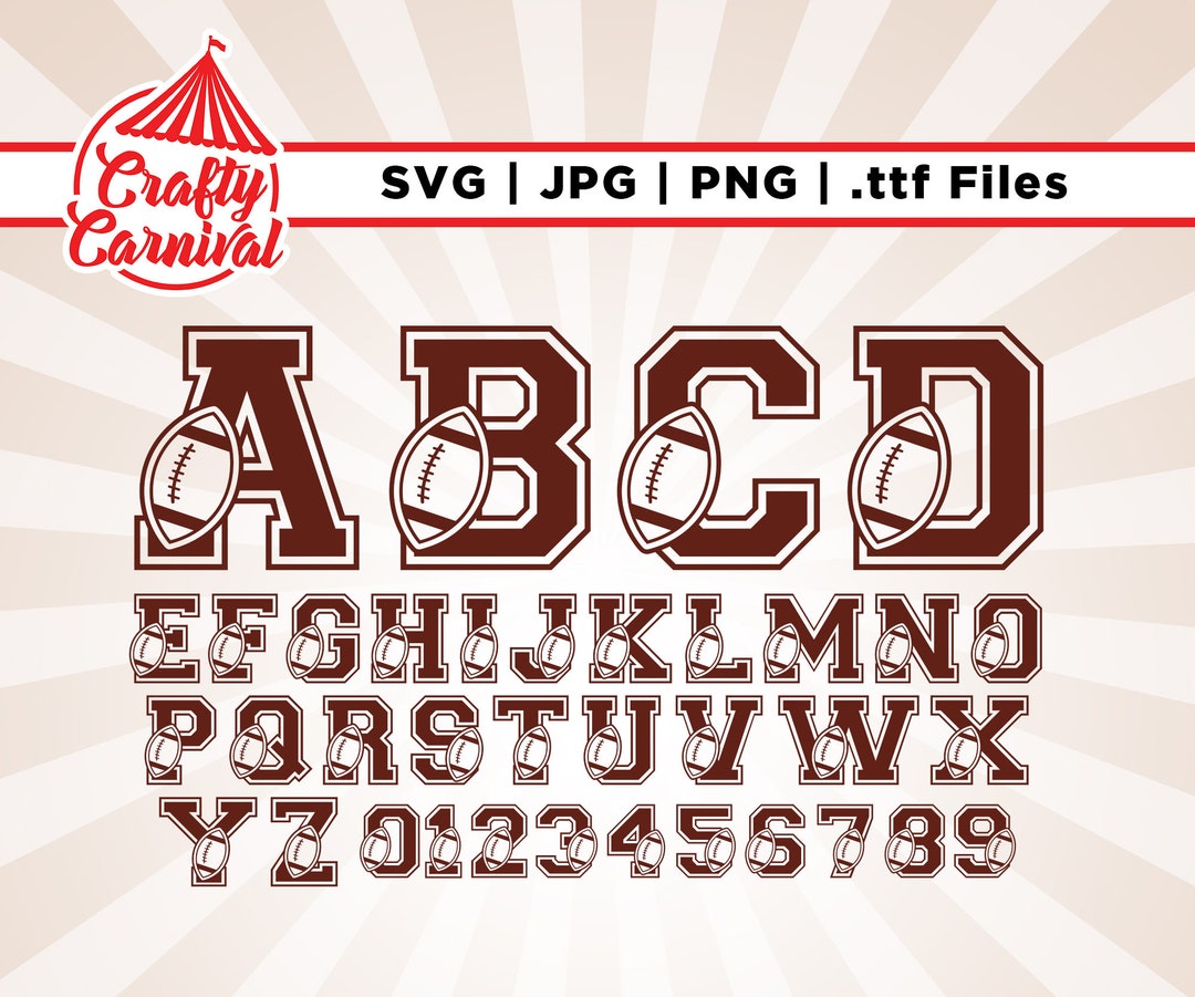 Football SVG Alphabet, Football Numbers Svg Png, Sports Font SVG ...
