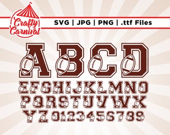 Football Alphabet and Numbers SVG Bundle, Football SVG, Varsity Font ...