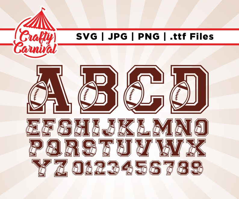 Football SVG Alphabet, Football Numbers Svg Png, Sports Font SVG ...