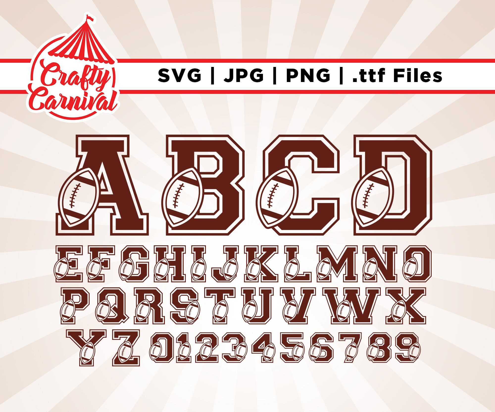 Football SVG Alphabet, Football Numbers Svg Png, Sports Font SVG ...