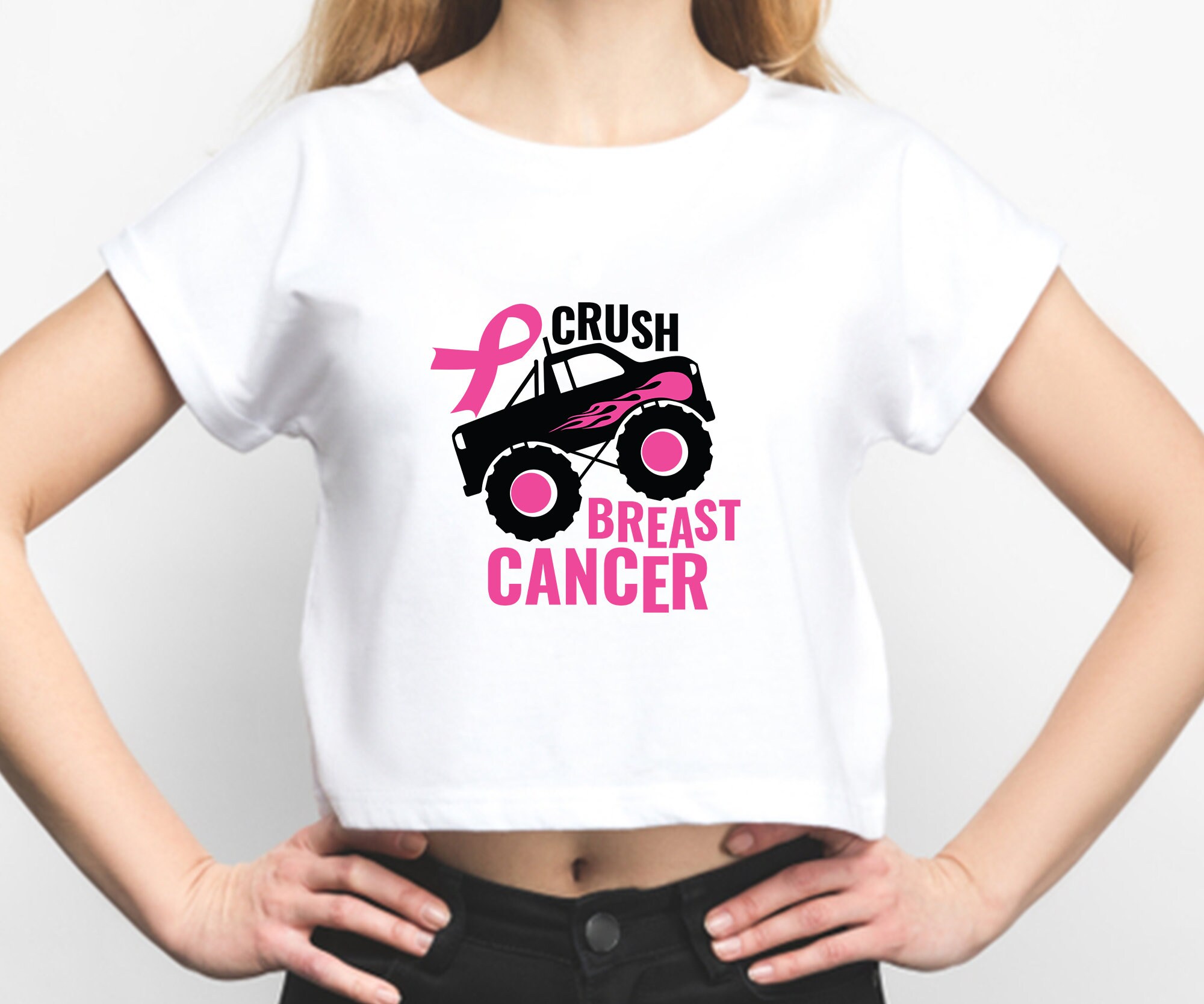 Crush Breast Cancer Monster Truck Svg, Boys Breast Cancer for Mom Svg ...