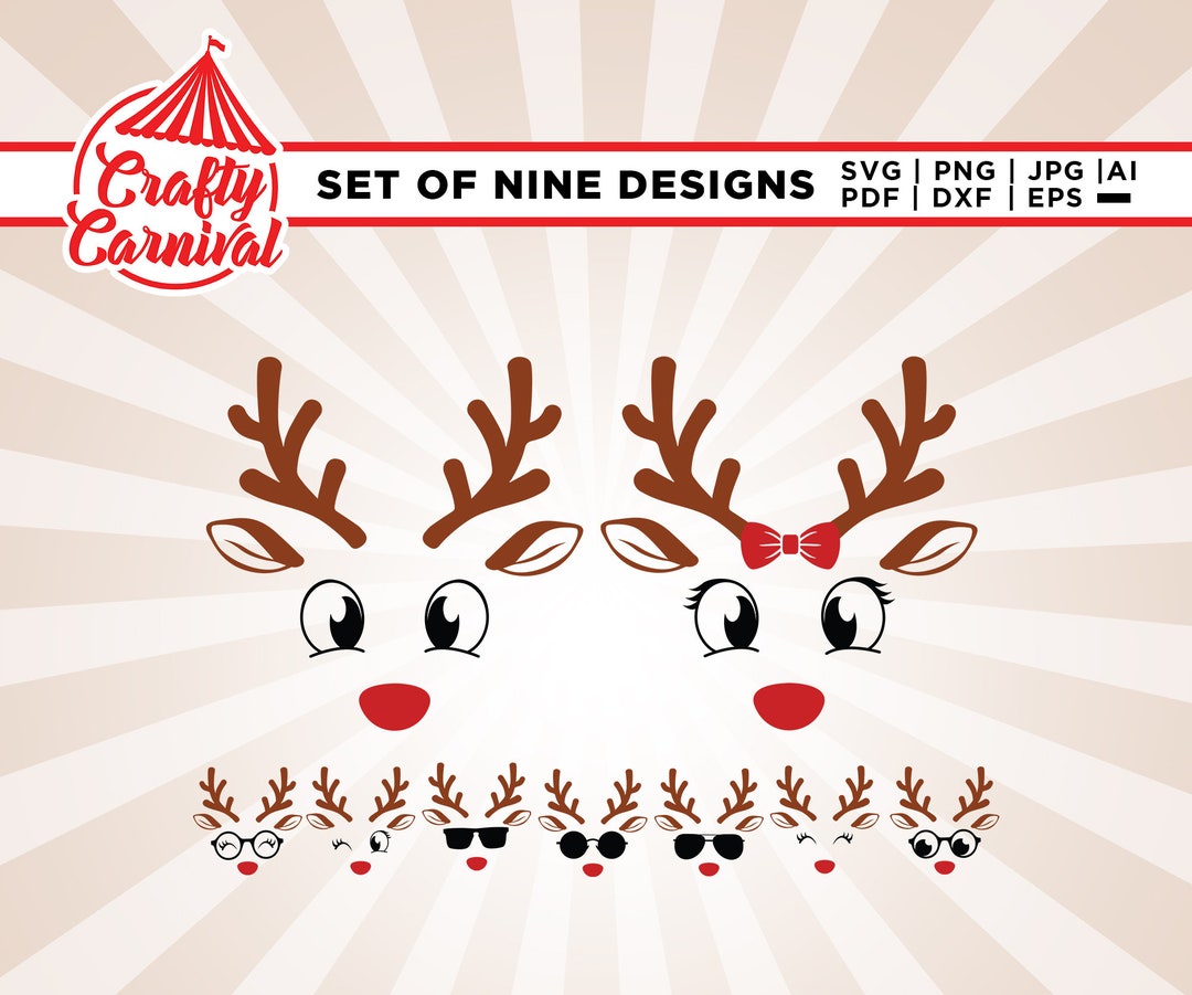 Reno svg, Caras de reno svg, Chica Reno svg, Niño Reno svg, Navidad ...