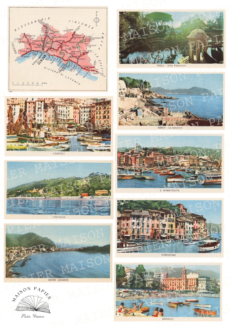 33 Vintage Italy Printable Illustrations Liguria Italy, Italian Maps ...