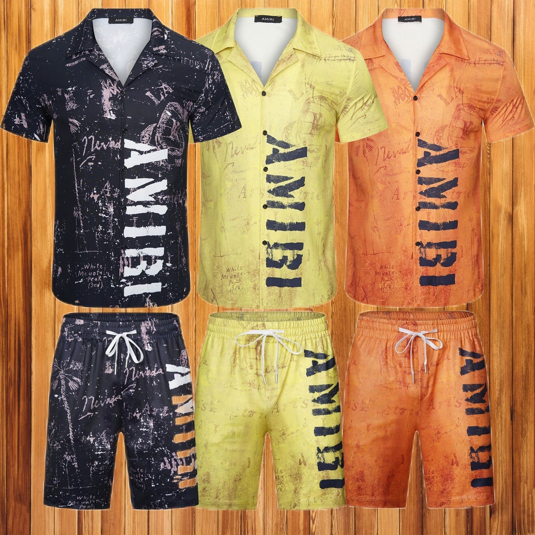 Amiri T-shirt Amiri Short Amiri Beach Shirt Sets Casual Vintage ...