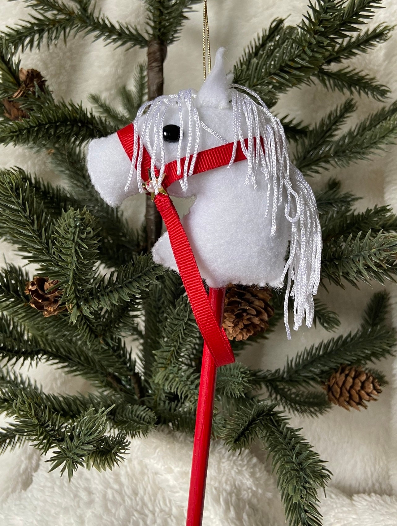 Vintage Hobby Horse, Christmas Tree Ornament, Handmade Felt Carousel ...