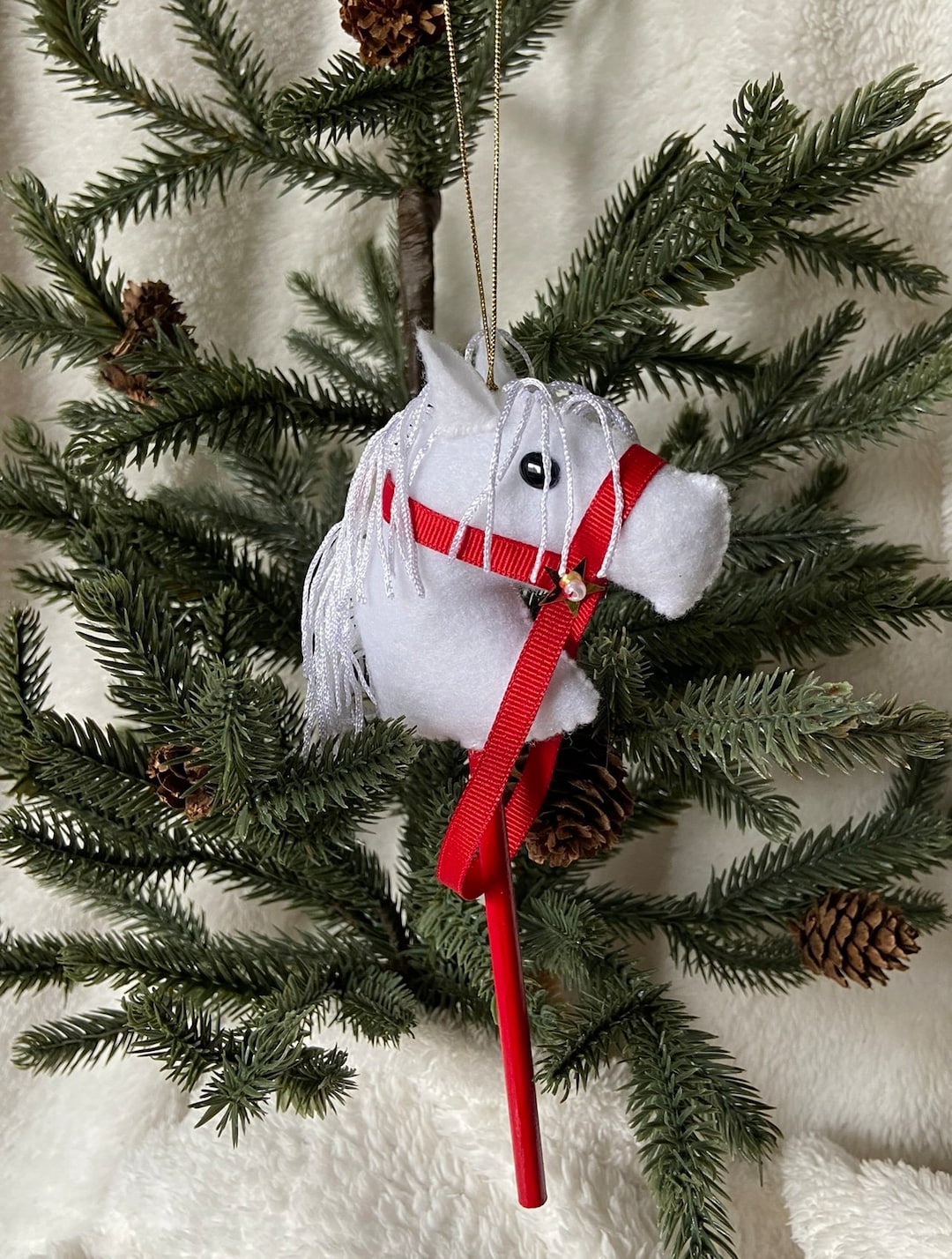 Vintage Hobby Horse, Christmas Tree Ornament, Handmade Felt Carousel ...