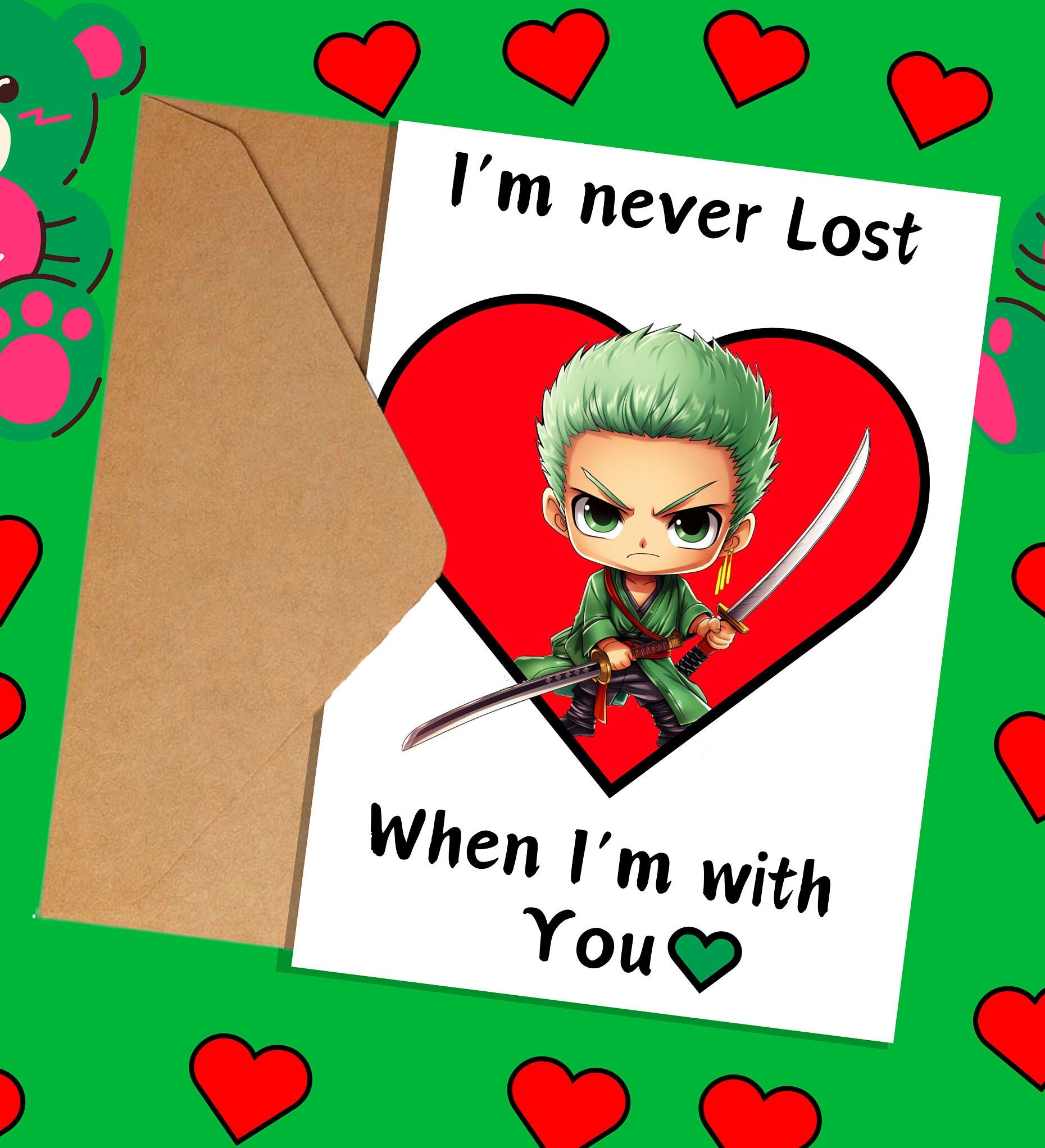 Anime Valentine's Day Card 5x7 - Etsy