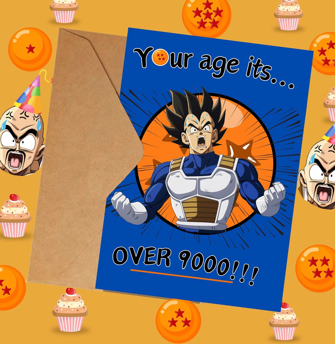 Anime Birthday Card | "your Age is Over 9000" (5x7") - Etsy