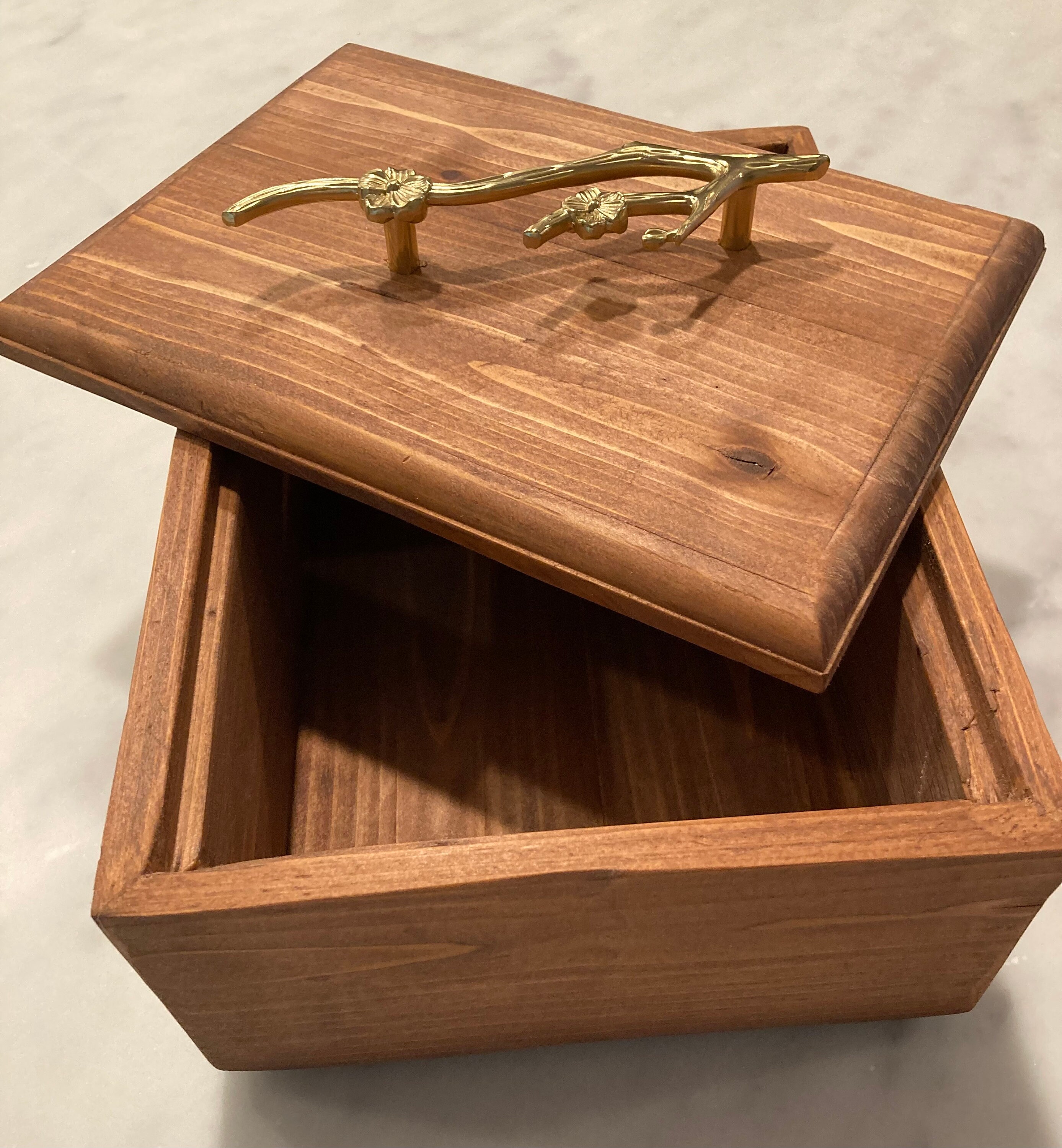 Modern Rustic Cherry Stain Cedar Decorative Wood Storage Box - Etsy