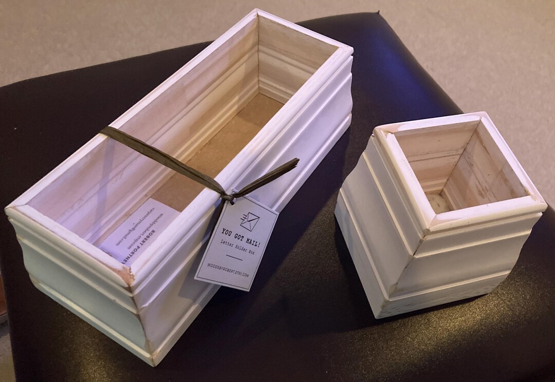 YOU GOT MAIL Inbox & Pencil Holder Set Handmade Wood Box Distressed ...
